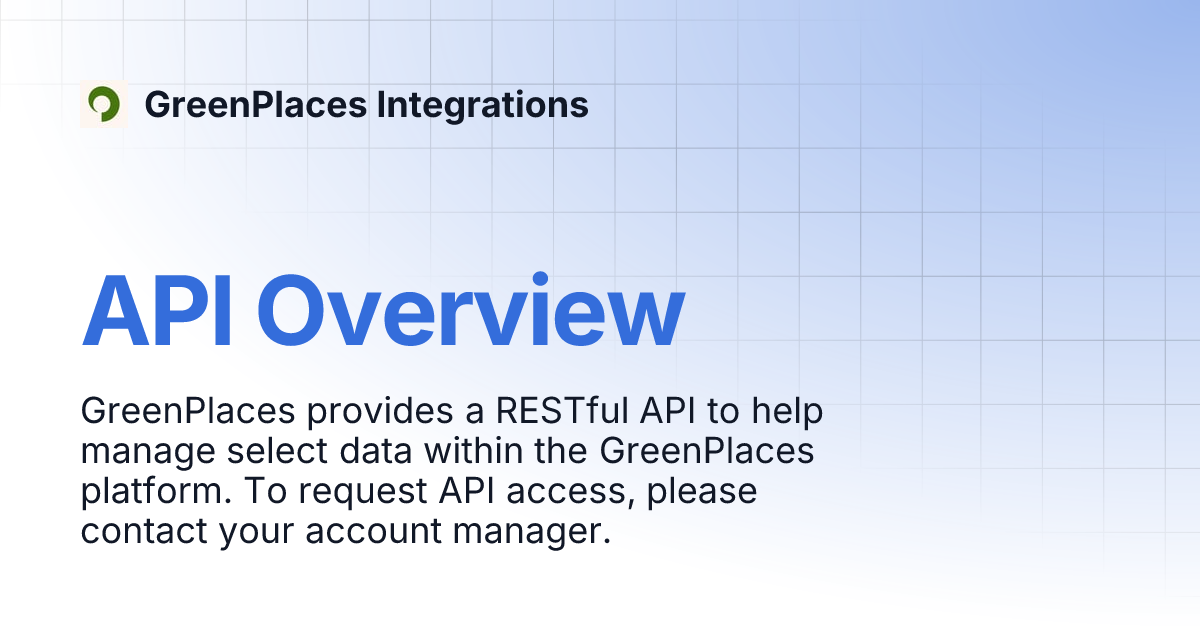 API Overview | GreenPlaces Integrations